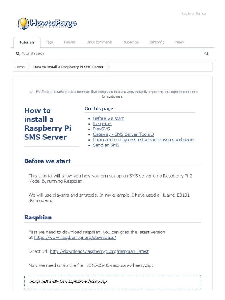How To Install A Raspberry Pi Sms Server Pdf Web Server Internet