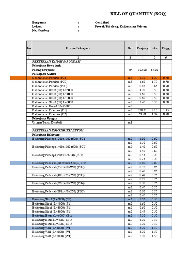 Bill of Quantity | PDF | Masonry | Sedimentology