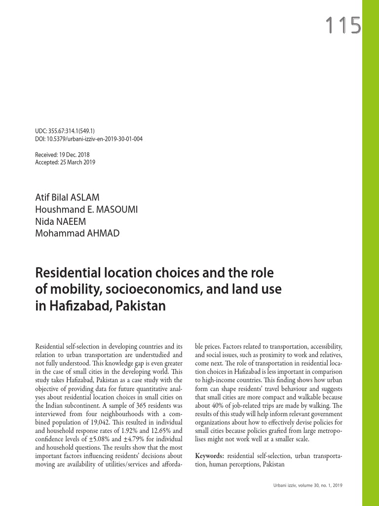 Residential Location Choices and The Rol PDF | PDF | Survey Methodology ...