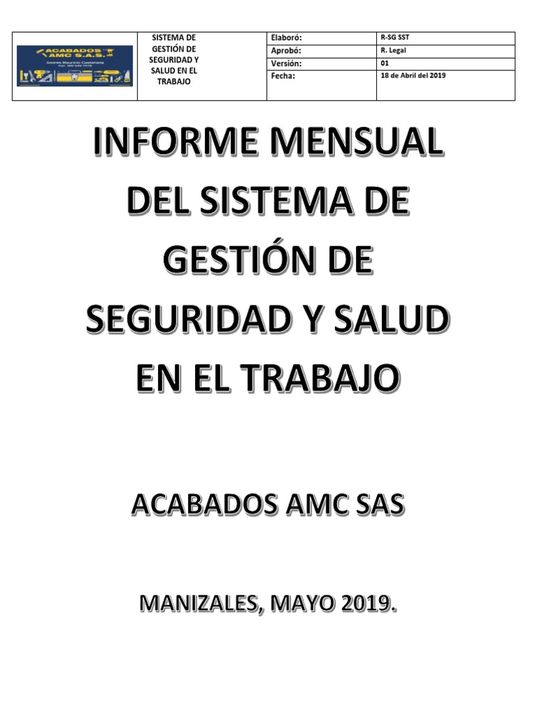 Informe Mensual de Seguridad y Salud en El Trabajo | PDF | Bienestar | Medicina