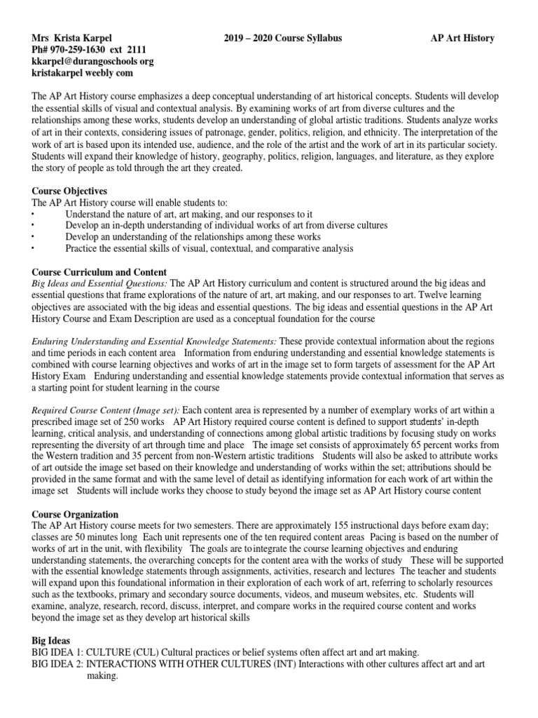 AP Art History Course Syllabus 2019-2020 | PDF | Indigenous Peoples Of ...