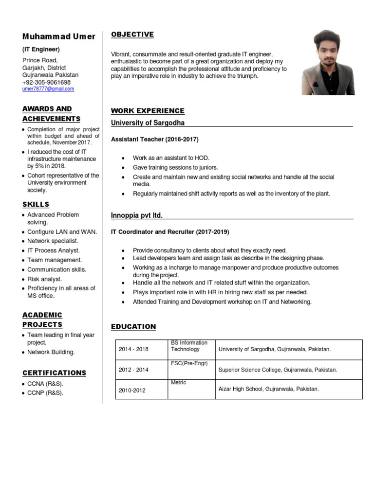 Muhammad Umer Resume | PDF | Cisco Certifications | Computing