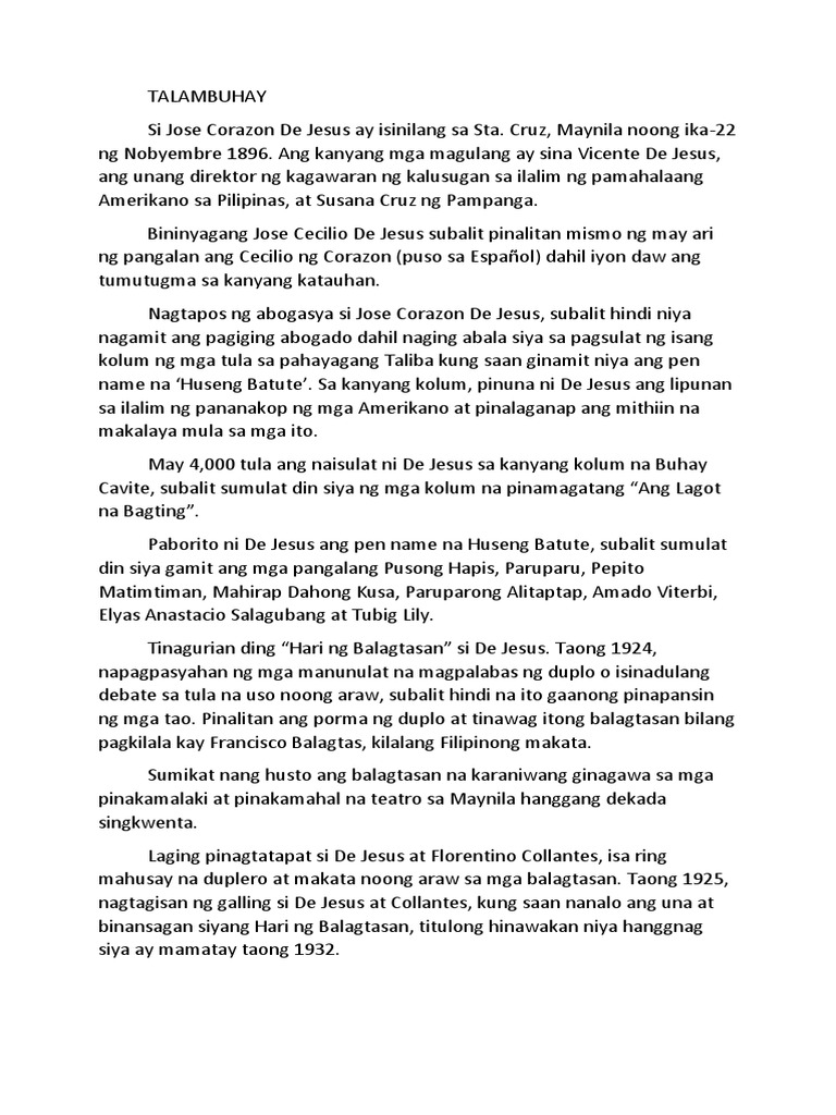 Jose Corazon de Jesus | PDF