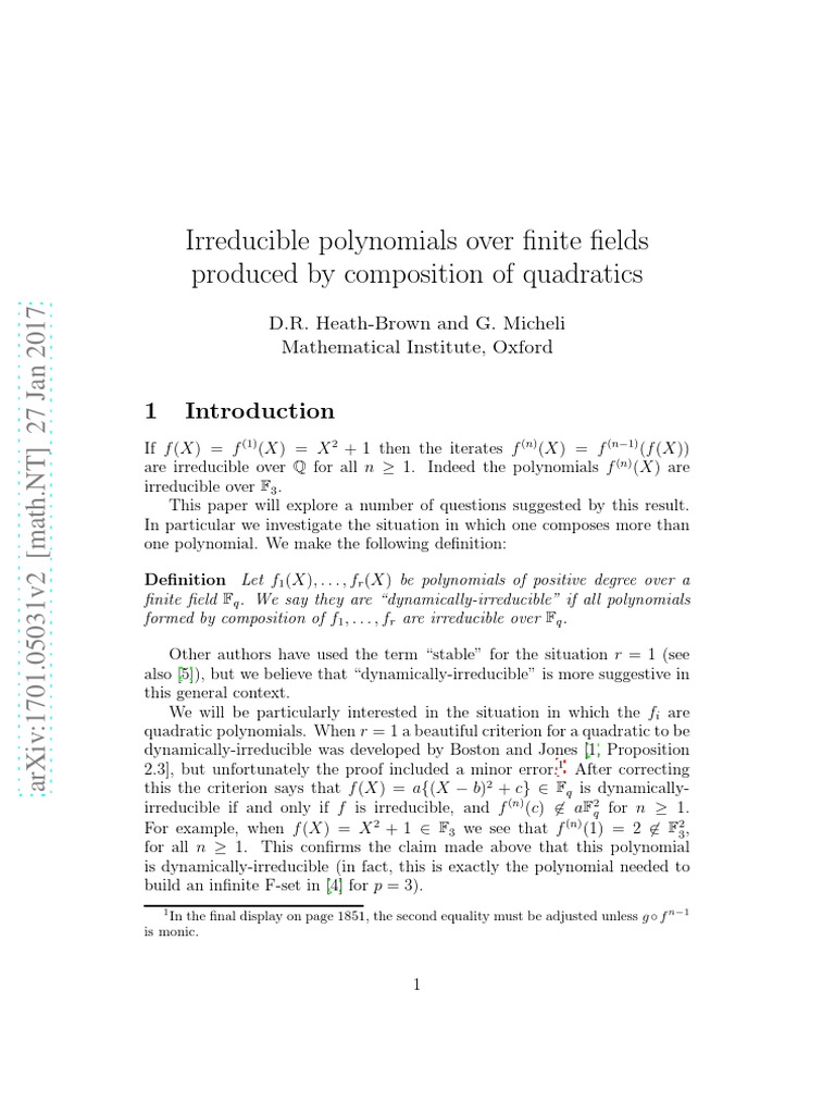 Irreducible Polynomials | PDF | Field (Mathematics) | Polynomial