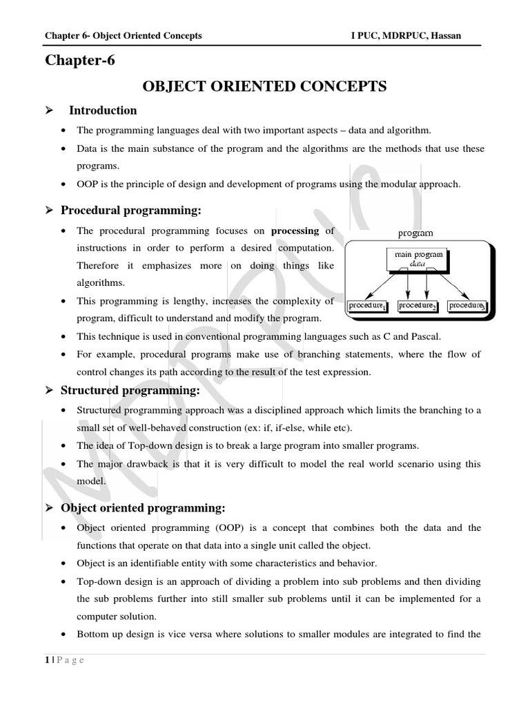 Chapter 6 Object Oriented Concepts PDF | PDF | Object Oriented ...