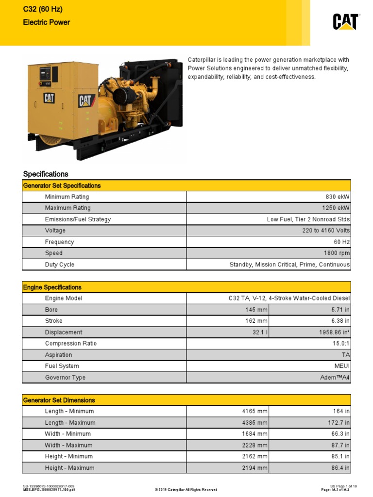 Cat C32 1000KVA | PDF | Exhaust Gas | Engines