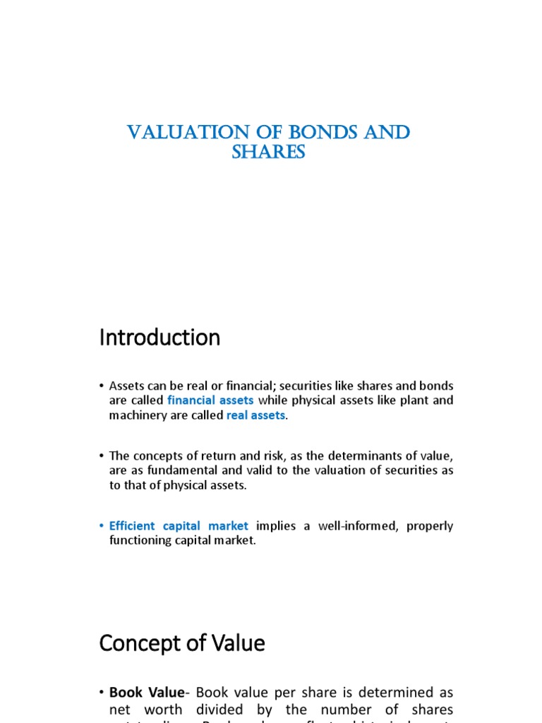 Valuation of Bonds and Shares: An In-Depth Analysis of Key Concepts and ...