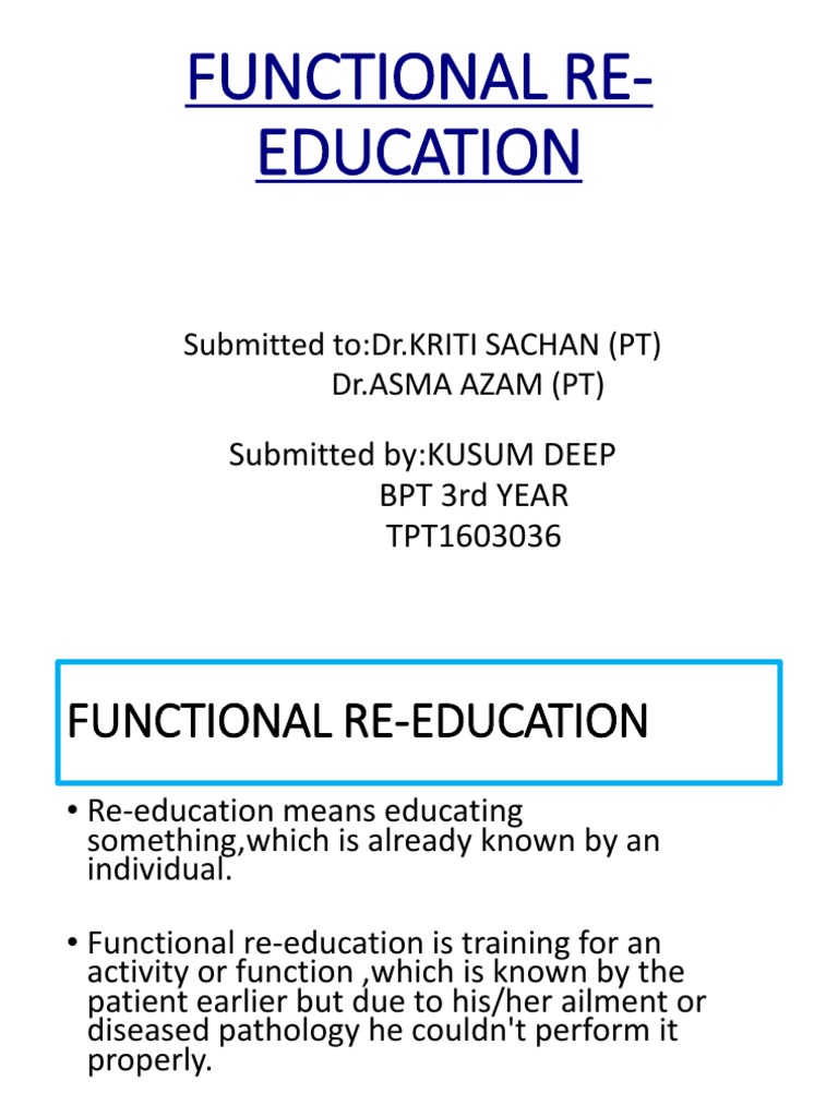 Functional Re-Education in Therapy | PDF | Anatomical Terms Of Motion ...