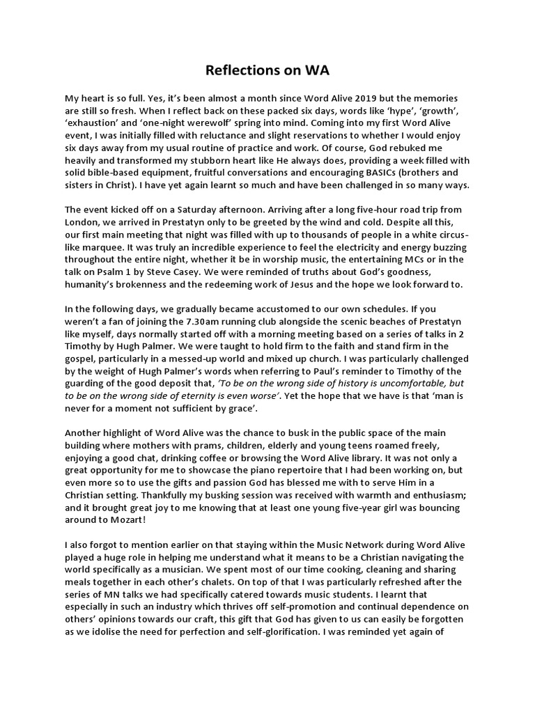 Reflections On WA | PDF