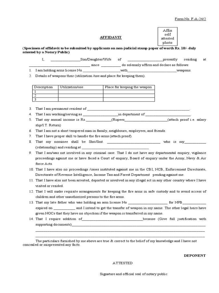 Affidavit: Affix Self Attested Photo | PDF | Notary Public | Affidavit