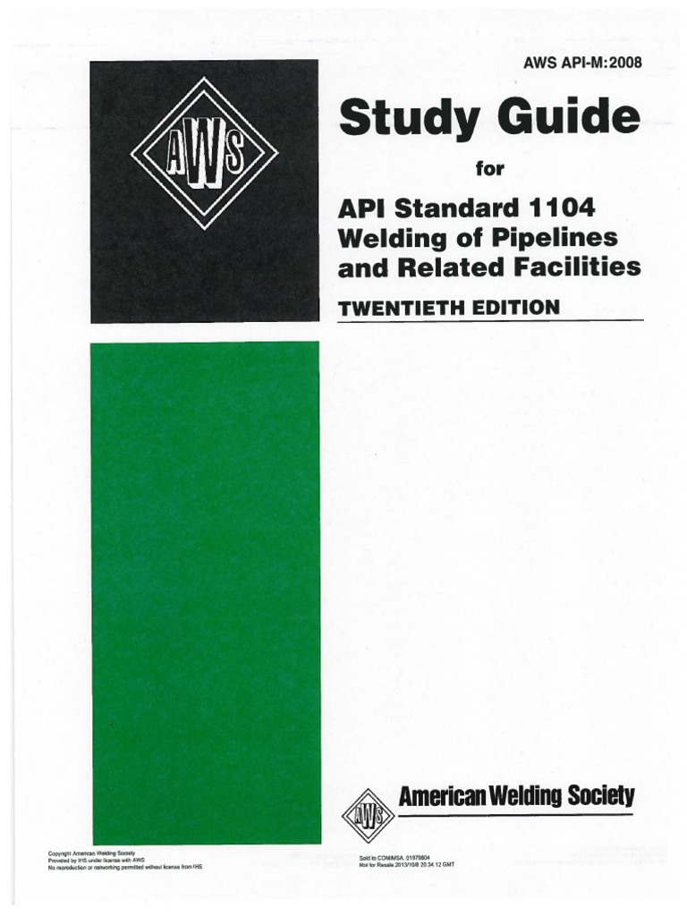 API 1104 (2008) AWS Study Guide 20th. LQ PDF | PDF