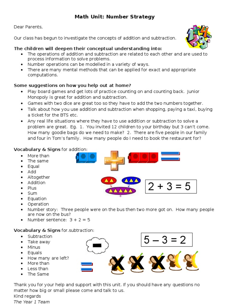 Parent Letter - Number Strategy | PDF