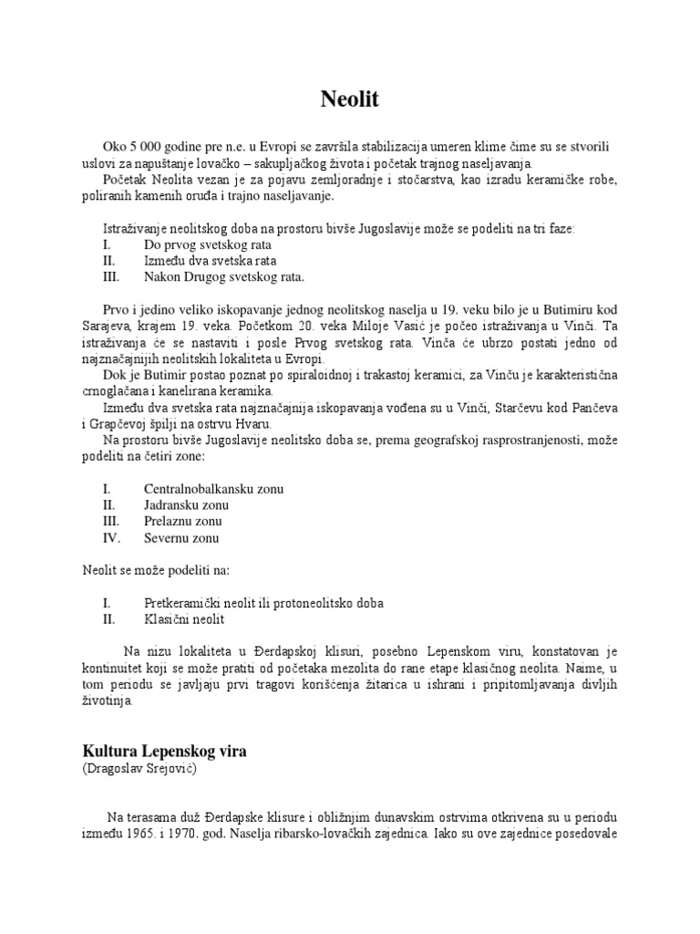 Skripta - Neolit | PDF