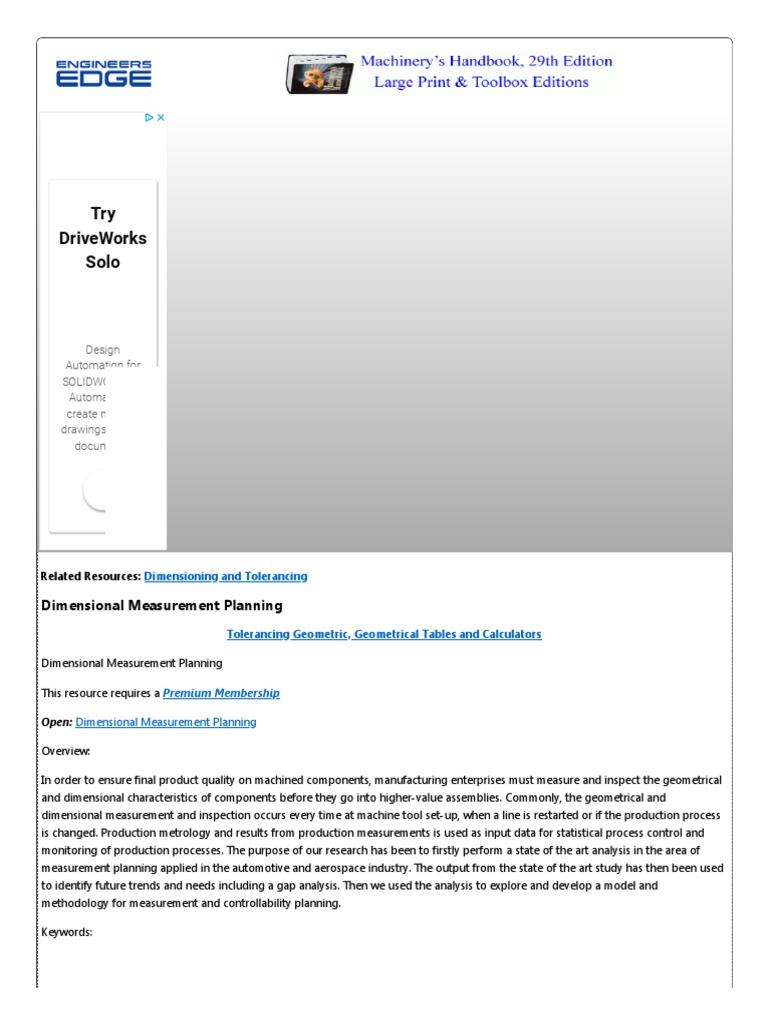 Dimensional Measurement Planning | PDF | Quality Assurance | Engineering