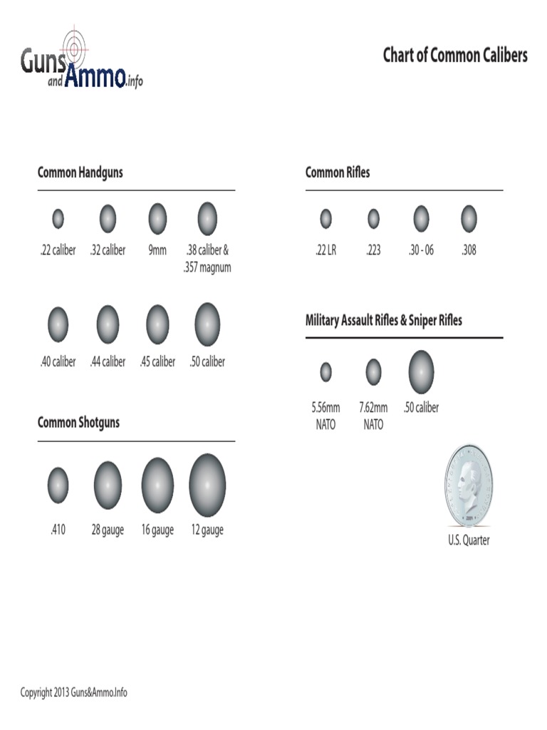 Chart of Common Calibers: Common Handguns Common Rifles | PDF