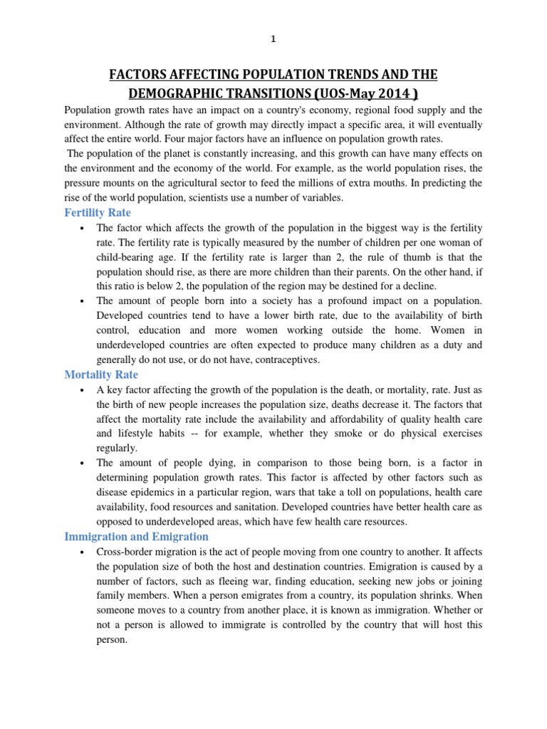 Factors Affecting Population Growth Lecture | PDF | Economic Growth ...