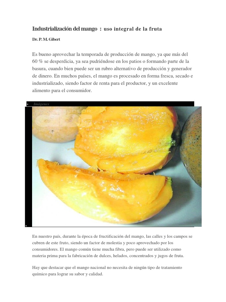 Industrialización Del Mango | PDF | Mango | Harina
