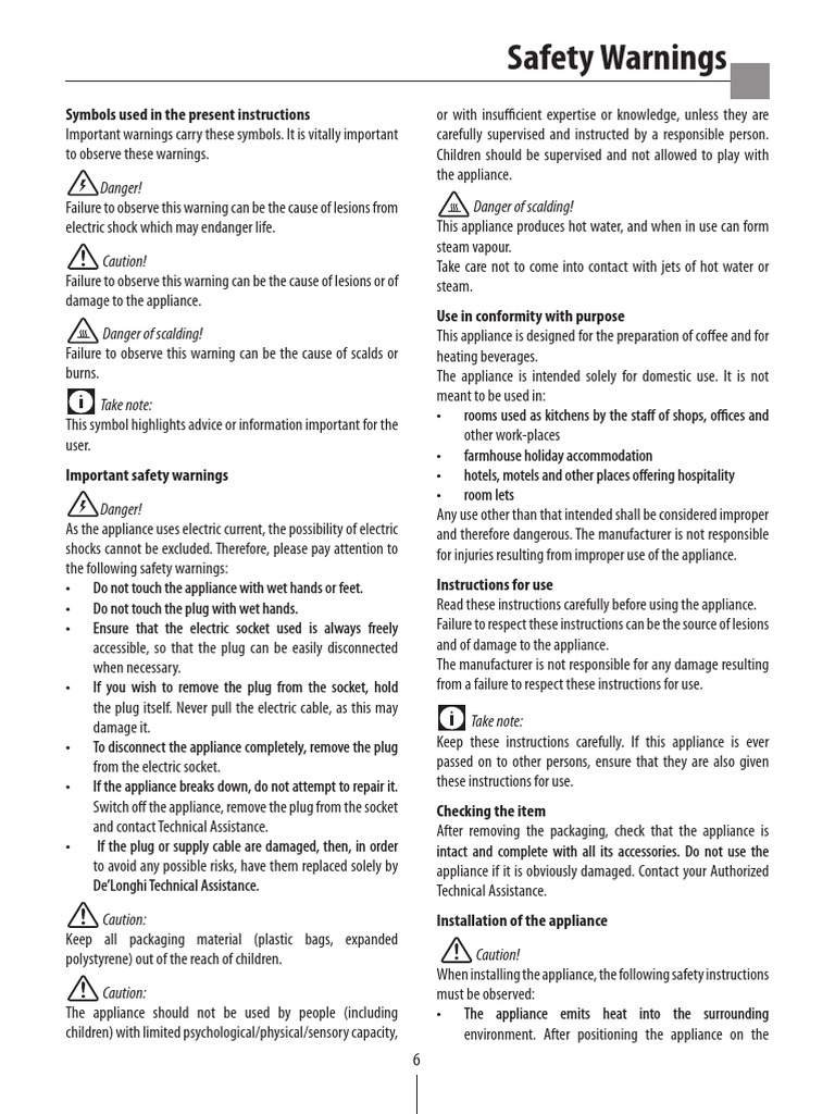 Safety Warnings: Danger! Danger of Scalding! | PDF | Ac Power Plugs And ...