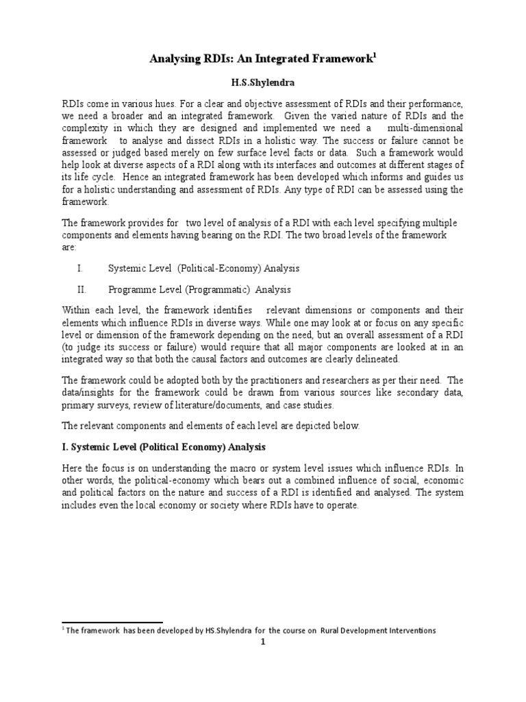 Integrated Framework for RDI Analysis | PDF | Life Cycle Assessment ...