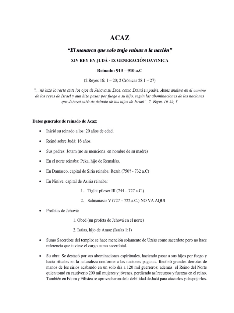 Acaz Rey de Juda | PDF | Isaias | Biblia