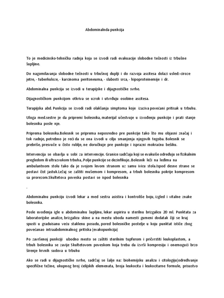 Abdominalna Punkcija | PDF