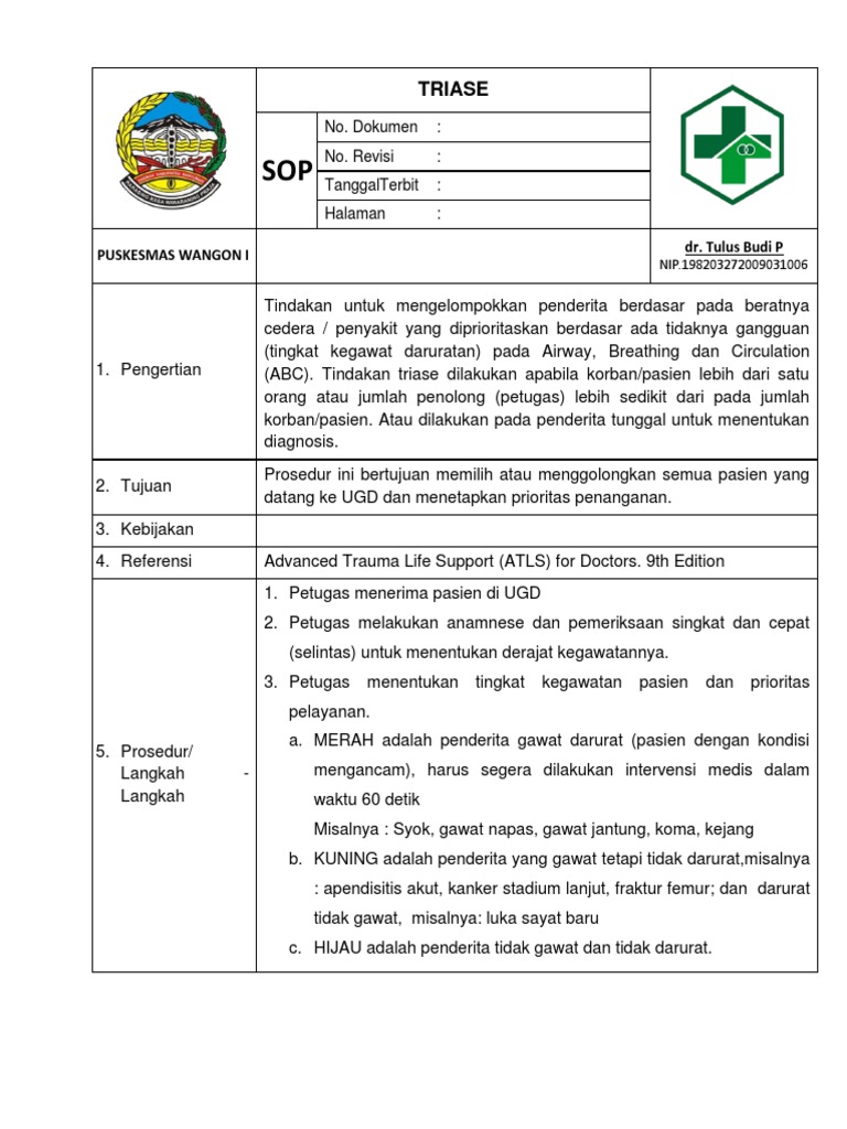 Sop Triase | PDF