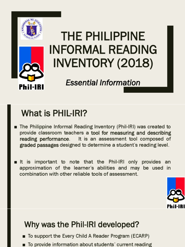The Philippine Informal Reading Inventory (2018) | PDF | Reading ...