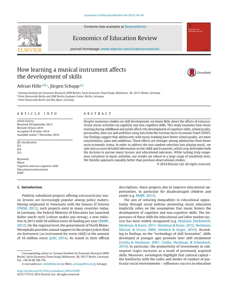 How Learning A Musical Instrument Affects The Development of Skills ...