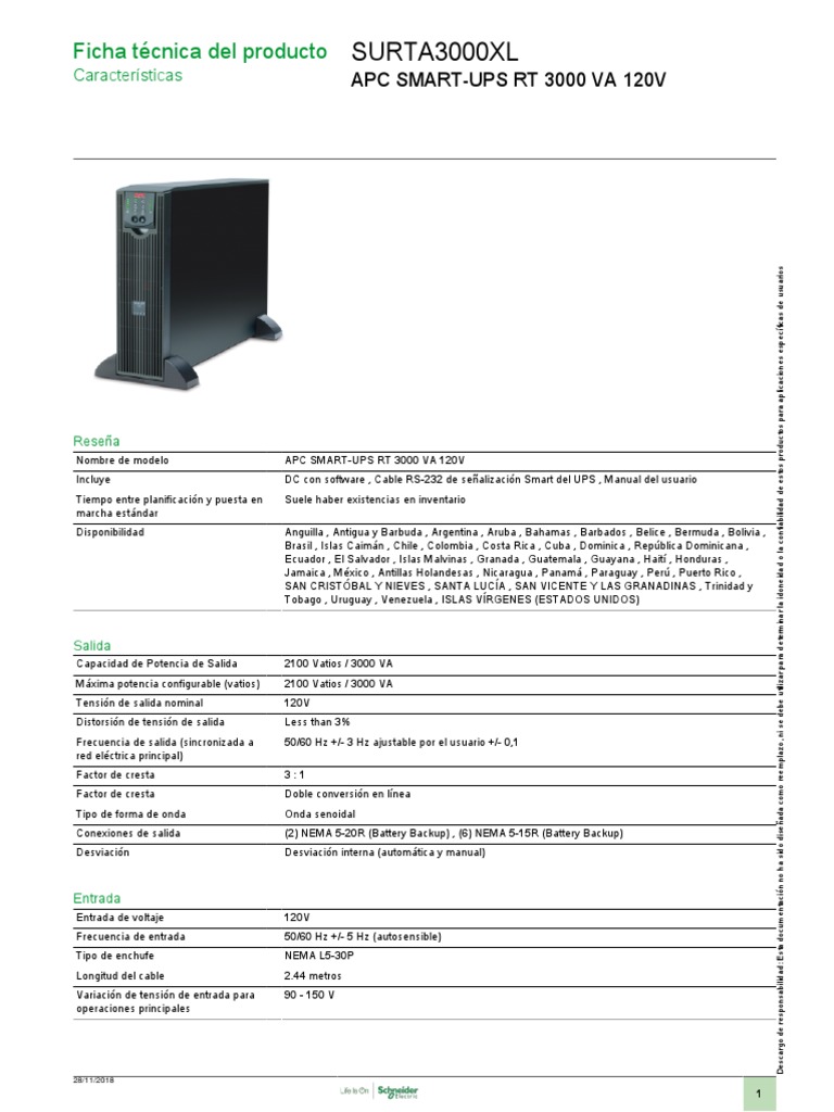 Smart-Ups en Línea Surta3000xl Apc | PDF | Electromagnetismo | Electrónica