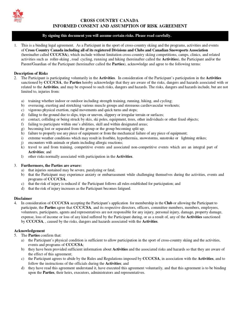 Informed Consent and Assumption of Risk Agreement Online Version ...