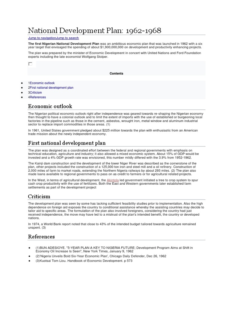 Nigeria's First National Development Plan | PDF | Economic Development ...
