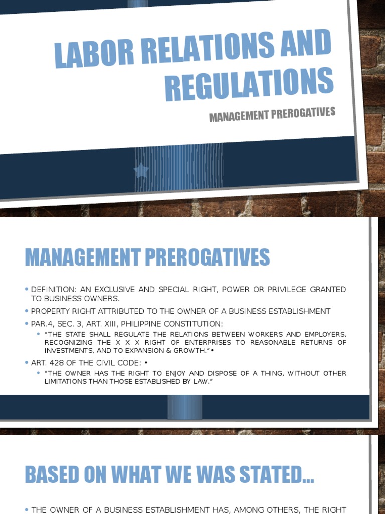 Labor Relations and Regulations: Management Prerogatives | Download ...
