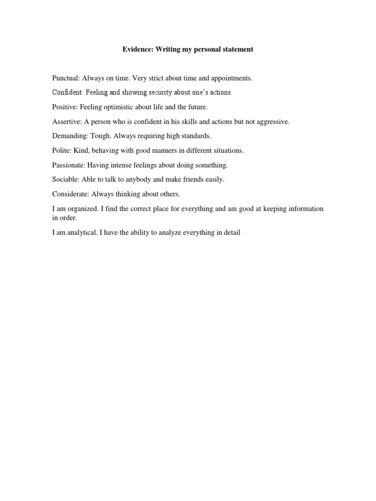 Evidence: Writing My Personal Statement | PDF