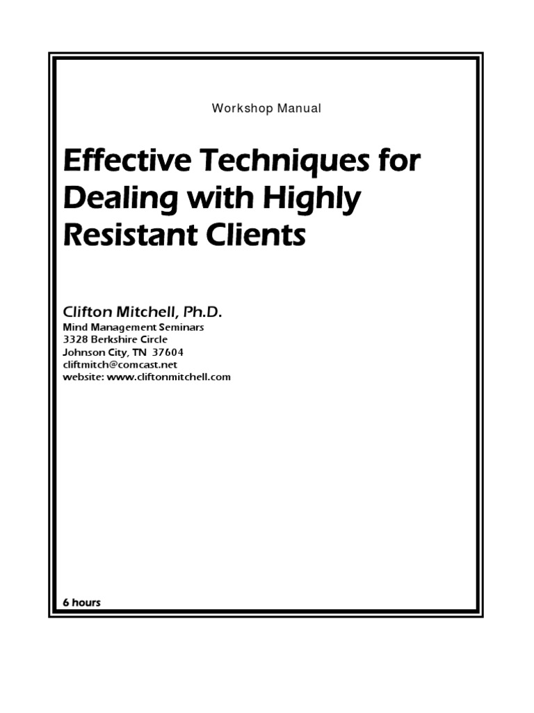Effective Techniques For Dealing With Highly Resistant Clients | PDF ...