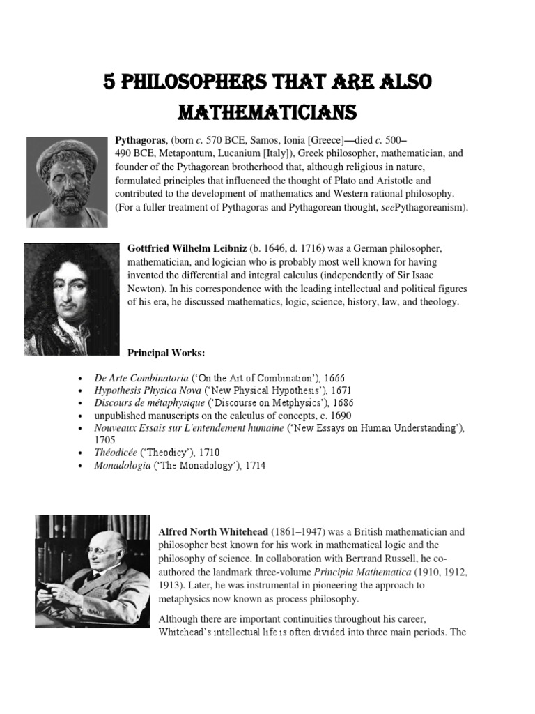 5 Philosophers That Are Also Mathematicians: Pythagoras, (Born C. 570 ...