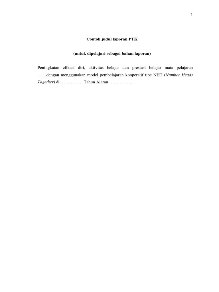 Contoh Laporan PTK | PDF
