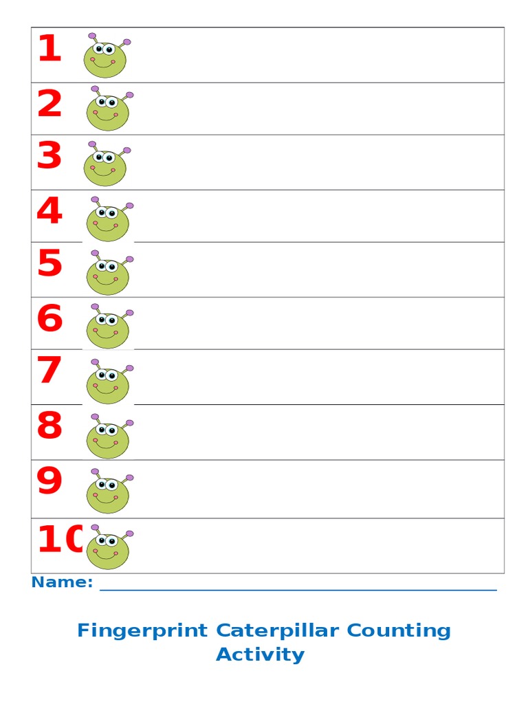 Fingerprint Caterpillar Counting Activity | PDF