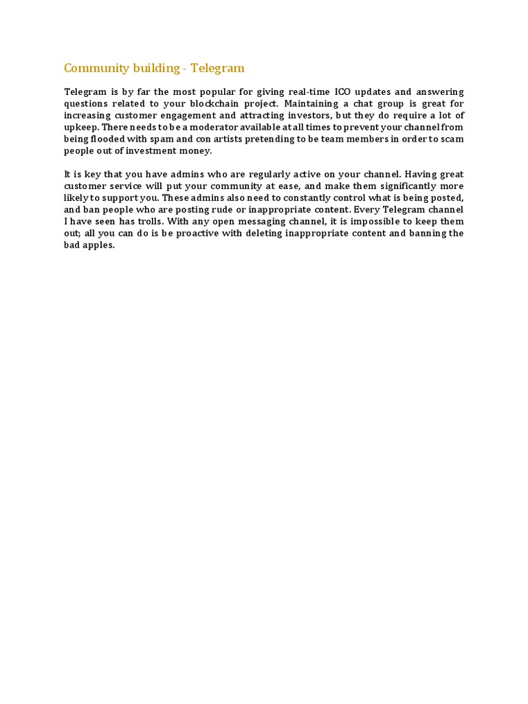 ICOs Community Building - Telegram | PDF | Computers