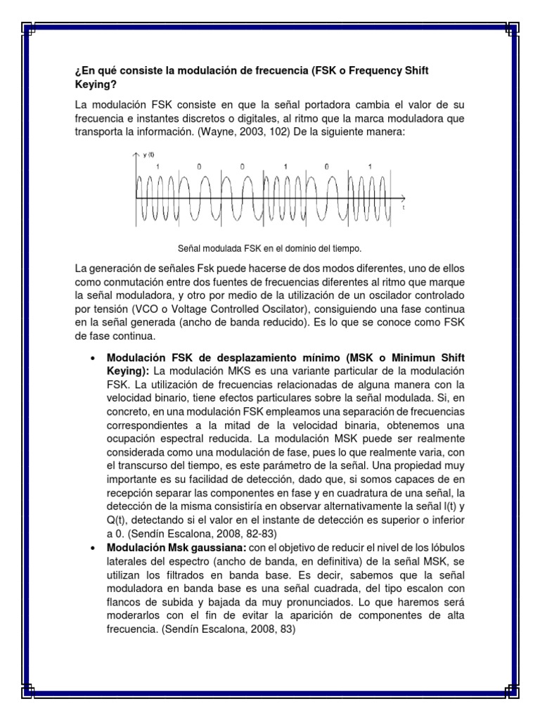 Modulacion FSK y QSK | PDF | Ingeniería de difusión | Ingeniería en ...