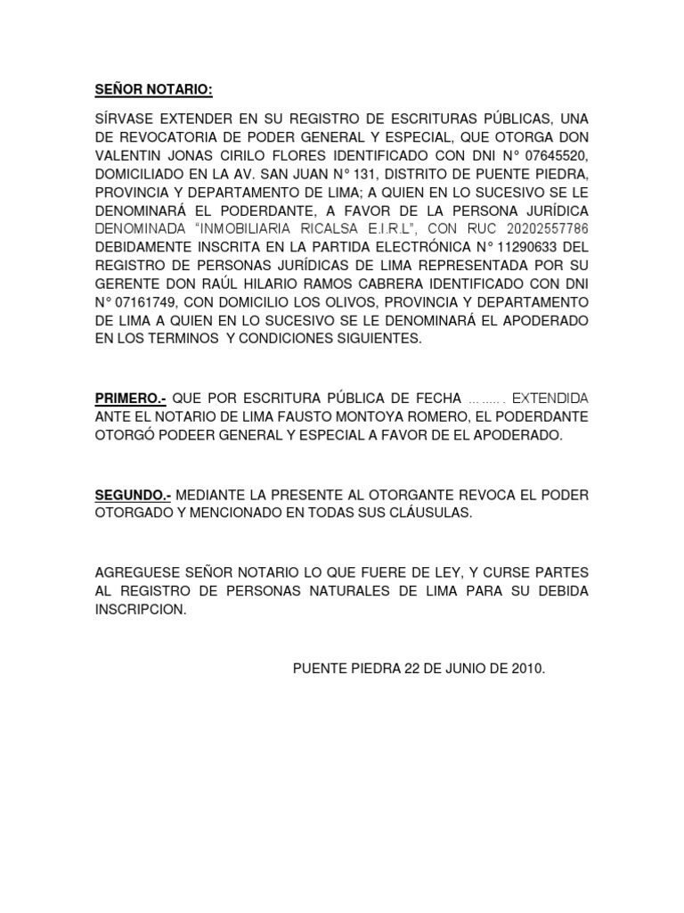 Revocatoria de Poder | PDF | Gobierno | Justicia