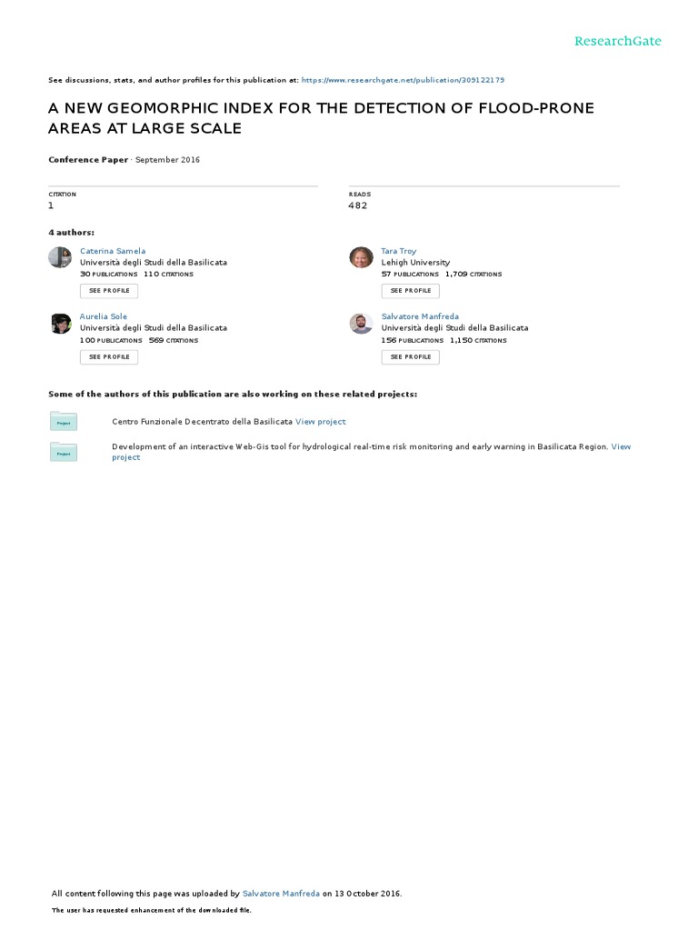 A New Geomorphic Index For The Detection of Flood-Prone Areas at Large ...