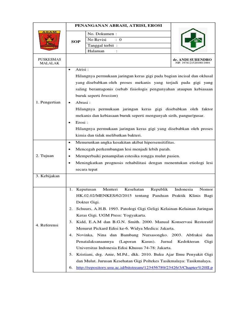 Sop Atrisi Erosi Abrasi | PDF