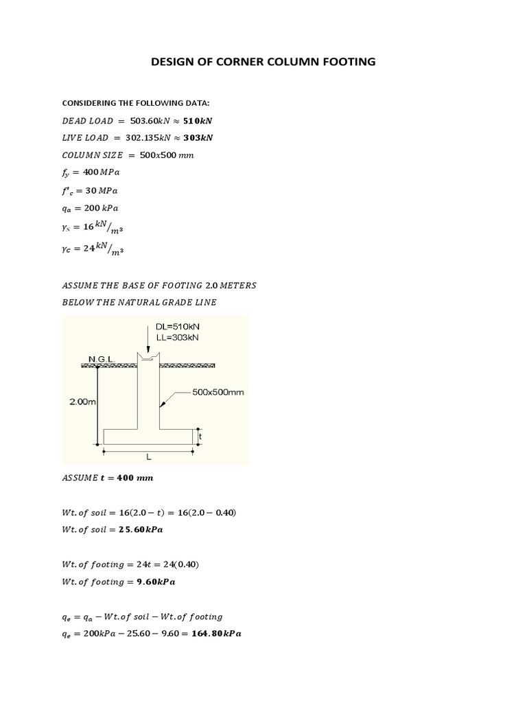 Design of Corner Column Footing | PDF
