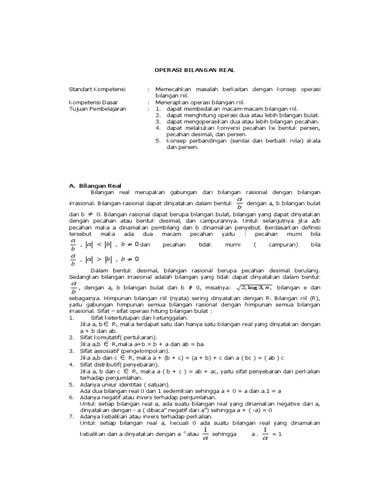 Operasi Bilangan Real | PDF