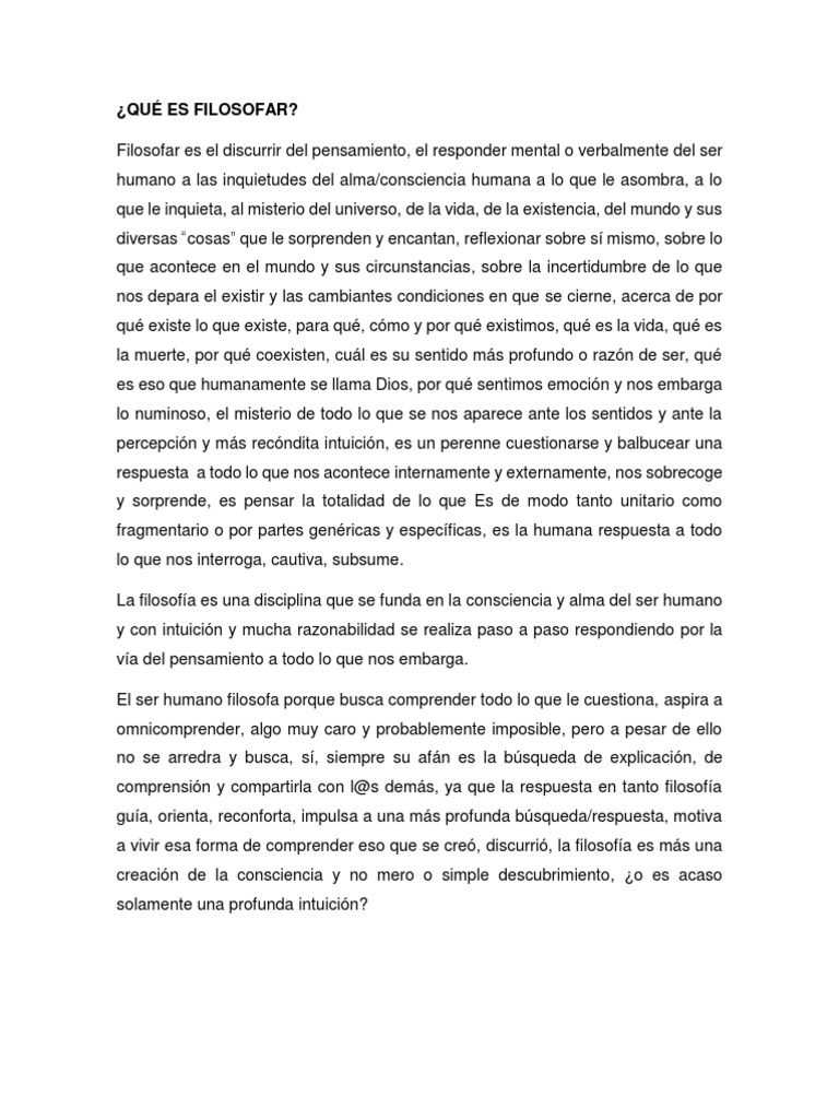 Qué Es Filosofar | PDF
