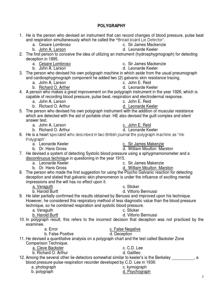 Polygraphy Reivew Questions | PDF | Polygraph | Confession (Law)