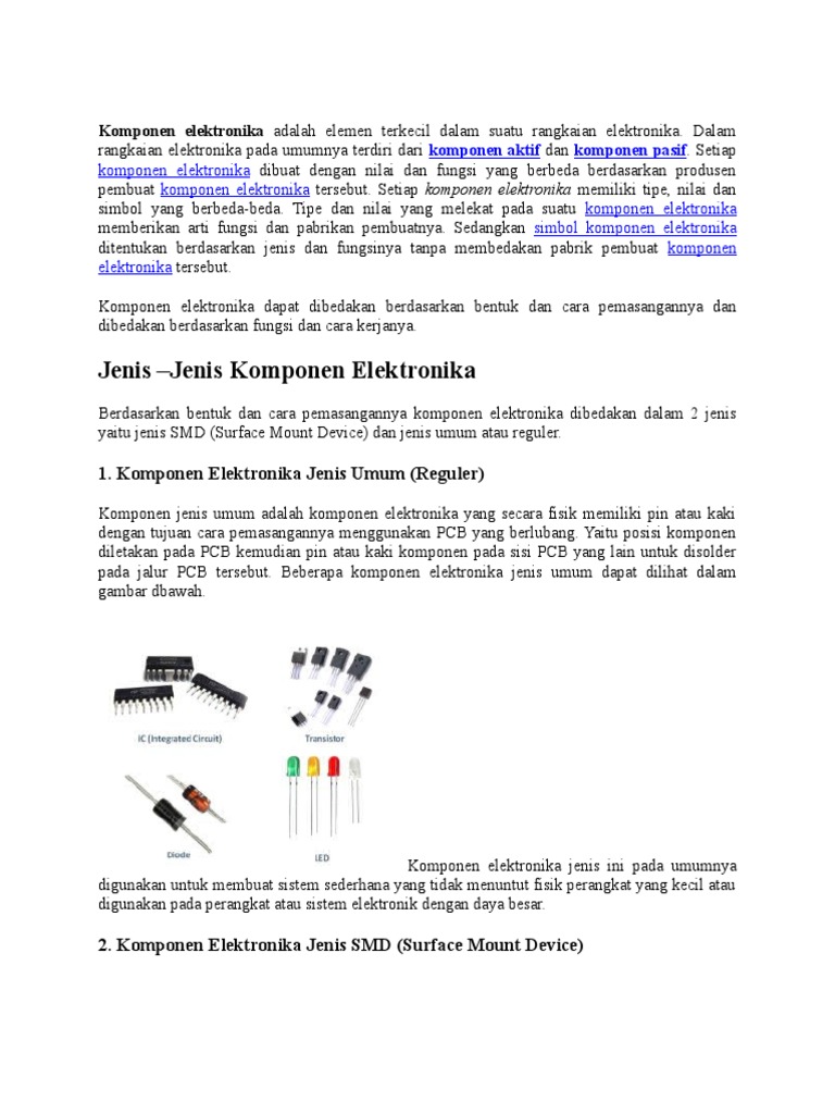 Komponen Elektronika Adalah Elemen Terkecil Dalam Suatu Rangkaian ...