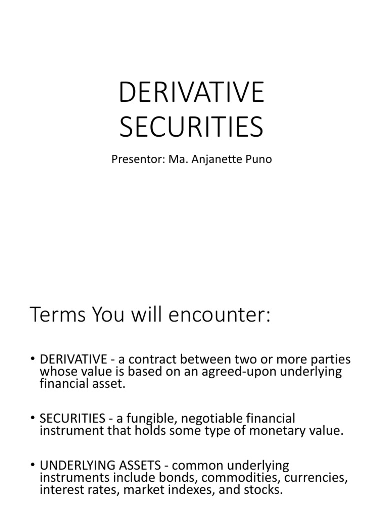 Understanding Derivative Securities | PDF | Derivative (Finance ...