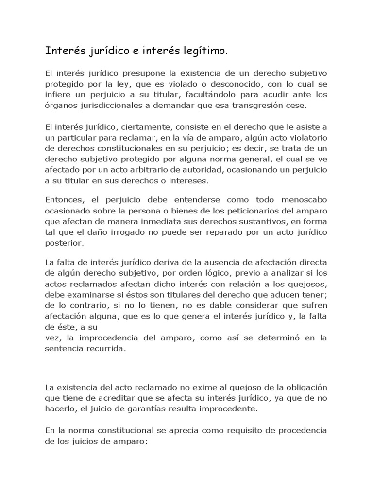 Interés jurídico e interés legítimo | Instrumento jurídico | Ciencias ...