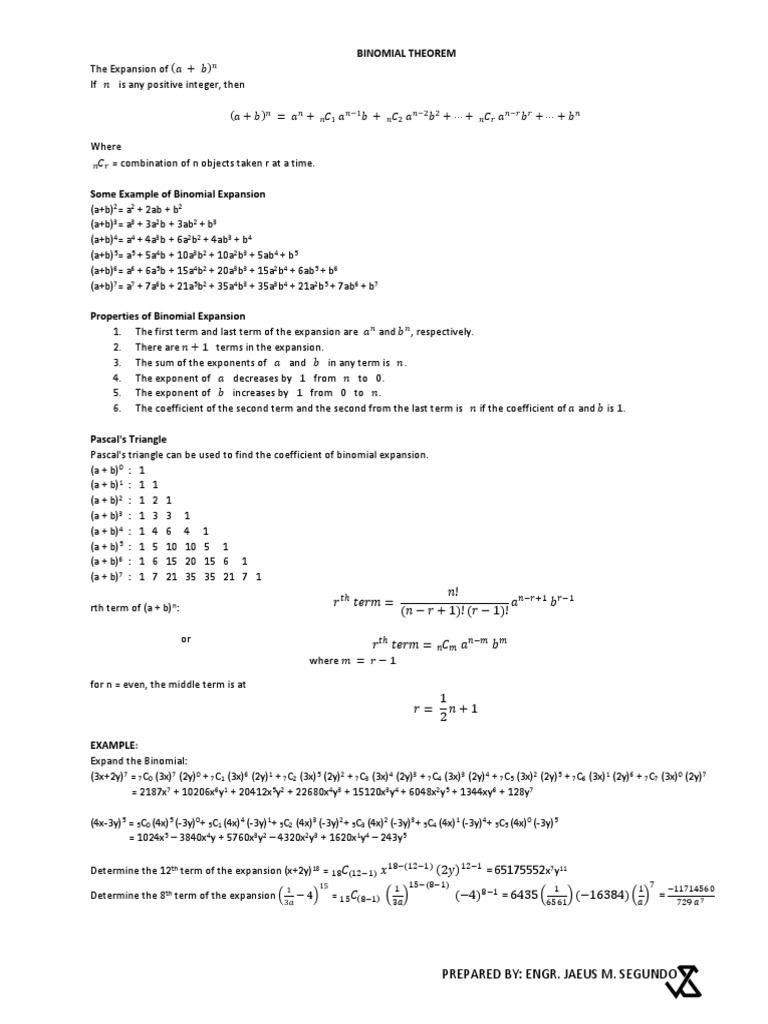 Binomial Theorem | PDF | Complex Analysis | Mathematical Objects